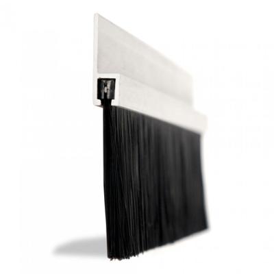 China Door Sealing Strip Brush Black PP Nylon Bristle Aluminum Holder 10mm Width for sale