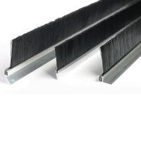 China Door Sealing Strip Brush Black PP Nylon Bristle Aluminum Holder 10mm Width for sale