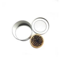 China Special Shaped Men Beard Brush Hog Bristle Wooden Base 5.5cm Dia Custom Logo for sale