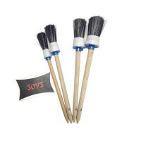 China Soft Bristle Car Cleaning Brush 25cm Wooden Handle Car Detailing Brush for sale