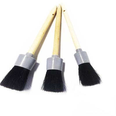 China 22cm Interior Car Cleaning Brushes Set with Varnished Wood Handles for Auto Detailing for sale