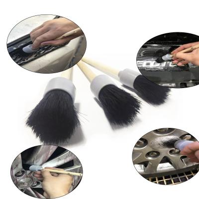 China 3 Piece Car Wash Air Outlet Cleaning Brush Set PP Wood Handle 30cm for sale