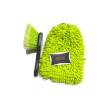 China Handheld Car Wheel Rim Cleaning Brush 21.5cm Soft Chenille Bristle Tire Scrubber for sale