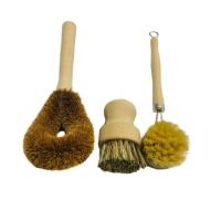China Natural Tampico Fibre Beech Wood Household Cleaning Brush 22cm Kitchen Cleaner for sale