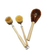China 25cm Household Cleaning Brush Renewable Bamboo Wood Natural Bristles Heavy Duty for sale