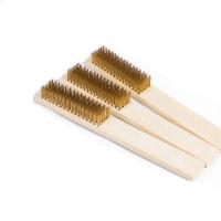 China Beech Wood Handle Stainless Steel Wire Brushes Brass Rust Clean 14*10cm for sale