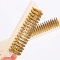 China Beech Wood Handle Stainless Steel Wire Brushes Brass Rust Clean 14*10cm for sale