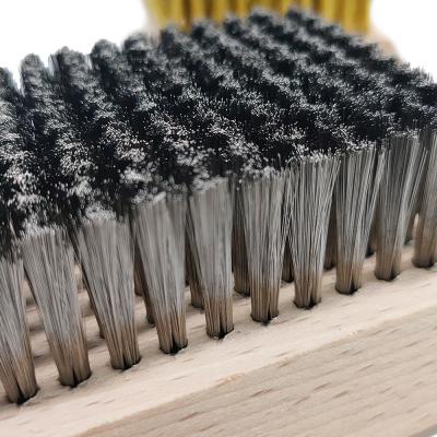 China Wooden Handle Stainless Steel Wire Brush 11cm Carbon Wire Beech for sale