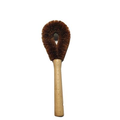 China Natural Sisal Kitchen Scrub Brush 23.5cm Wooden Handle Dish Cleaning Brush for sale