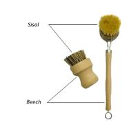 China Natural Beech Wood Household Cleaning Brush 23.5cm Palm Bowl Kitchen Scrubber for sale
