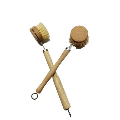 China Eco Friendly Sisal Nylon 27cm Bamboo Dish Scrubber Household Kitchen Bowl Cleaning Brush for sale