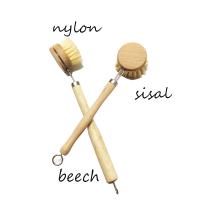 China Eco Friendly Sisal Nylon 27cm Bamboo Dish Scrubber Household Kitchen Bowl Cleaning Brush for sale