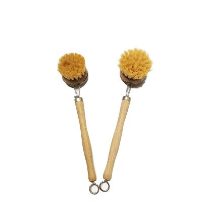 China Eco Friendly Household Cleaning Brush 24cm Wooden Handle Sisal Bristle for sale