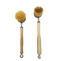 China Dining Room Wooden Long Handle Scrubbing Brush 24cm Sisal Nylon Filament for sale