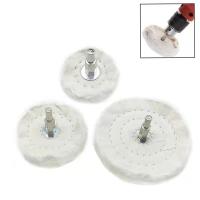 China 100mm White Flannelette Polishing Buffing Cloth Wheel 6mm Shank for Metal Glass for sale