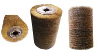 China Industrial Brass Bristle Curved Wood Polishing Brush Roller 100mm Customizable for sale