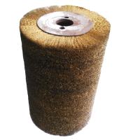 China Industrial Brass Bristle Curved Wood Polishing Brush Roller 100mm Customizable for sale