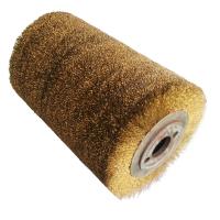 China Industrial Brass Bristle Curved Wood Polishing Brush Roller 100mm Customizable for sale