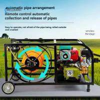 China Multifunctional Orchard Sprayer Hand Push Pipe Reel Gasoline Powered Remote Control Automatic Pipe Rewinding Spraying Machine for sale