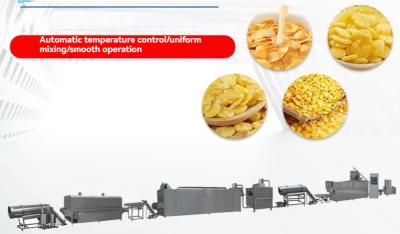 China Automatic Food Processing Line Twin Screw Extruder For Instant Corn Flakes Breakfast Cereal for sale