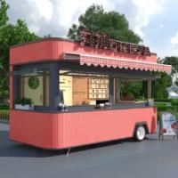 China Outdoor Mobile Food Cart Container Food Truck Street Vending Kiosk Commercial Apple Cabin Retail Booth for sale
