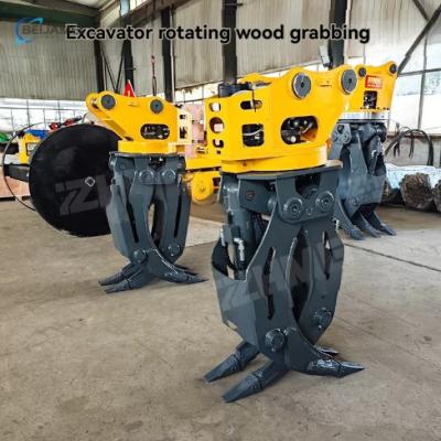 China Excavator Hydraulic Rotating Log Grapple 5 Teeth Forestry Wood Grabbing Machine Excavator Attachment for sale