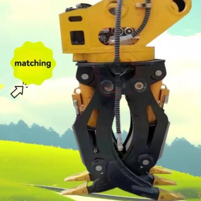China Excavator Attachment Hydraulic Rotating Grapple 5 Teeth Wood Grapple Forestry Log Gripper Machine for sale