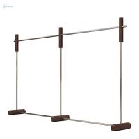 China Clothing Store Floor Middle Island Rack Stainless Steel Bright Hanger Walnut Display Prop for sale
