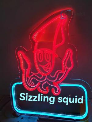 China Crayfish Seafood Crab Squid LED Neon Light Decorative Glowing Sign for sale