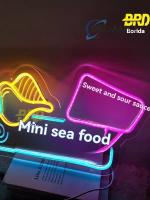 China Crayfish Seafood Crab Squid LED Neon Light Decorative Glowing Sign for sale