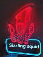 China Seafood Theme LED Glowing Sign Crayfish Crab Squid Decor Neon Light for sale