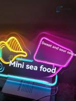 China Seafood Theme LED Glowing Sign Crayfish Crab Squid Decor Neon Light for sale