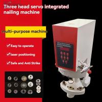 China Electric Three-head Industrial Servo Plastic Metal Snap Button Hole Pouching and Attaching Sewing Machine for sale