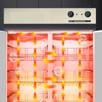 China Commercial High-temperature Hot air Circulation Large Vertical Double Door Large Capacity Stainless Steel Disinfection Cupboard for sale