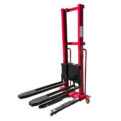 China Small Electric Lift Truck Forklift Manual Lifting Charging Push up Forklift Handling Stacking Height for sale