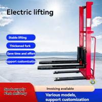 China Small Electric Lift Truck Forklift Manual Lifting Charging Push up Forklift Handling Stacking Height for sale