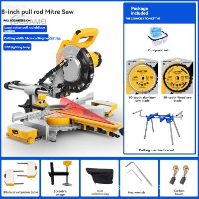 China Automatic 8-inch Pull Rod Oblique Cutting Saw with Motor 1.7kW Power 220V Voltage Aluminum Machine for sale
