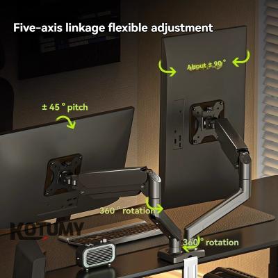China 20000 Times Fatigue Test Dual Monitor Stand, Gas Spring Dynamic Hover, Universal Desktop Mount for Two Monitors for sale