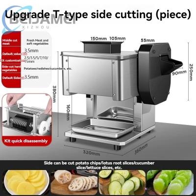China Commercial Automatic Meat Slicer Stainless Steel Blade Adjustable 220V Slicing Fresh Meat Vegetable for sale