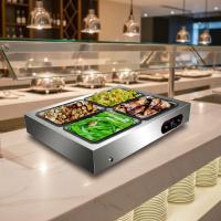 China Commercial Stall Stainless Steel Insulation Table 5/6 Grid Fast Food Heating Constant Temp Rice Selling Table for sale
