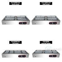 China Commercial Stall Stainless Steel Insulation Table 5/6 Grid Fast Food Heating Constant Temp Rice Selling Table for sale