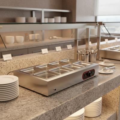 China Stainless Steel Insulated Rice Selling Table Commercial Stall 5/6 Grid Heating Constant Temp Desktop for sale