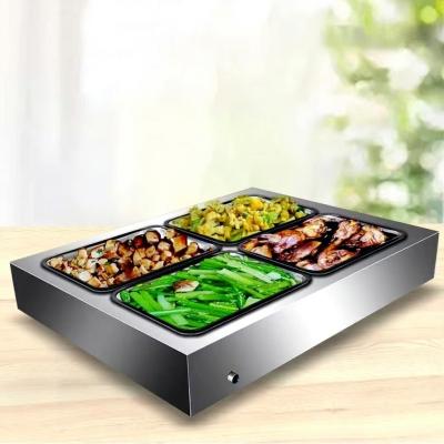 China Stall Commercial Stainless Steel Insulation Table 5/6 Grid Fast Food Constant Temp Rice Table for sale