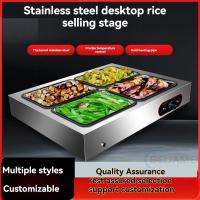 China Stainless Steel Desktop Insulated Rice Table Commercial Stall 5/6 Grid Heating Constant Temperature for sale