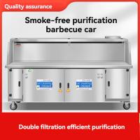 China 2-meter Four Group Eight Layer Purified Water and Electricity Composite Smokeless Barbecue Truck for sale
