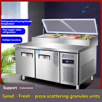 China Commercial Fruit Freezer Salad Table Pizza Topping Refrigerated Operation Cabinet for sale