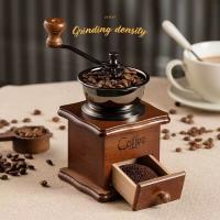 China Small Exquisite and Compact Bean Grinder Household Wooden Hand Cranked Coffee Grinder Grinding Adjustable Thickness for sale