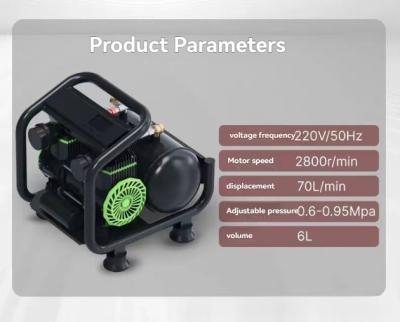 China Compressor Portable 50l 1500w 8 Bar Silent Oil-free Air Compressor for sale