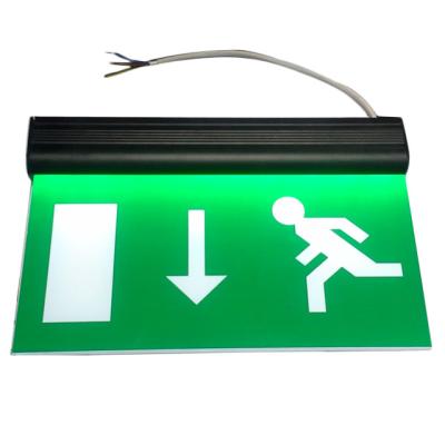 China Aluminum End Cap Battery Powered Rechargeable Double Sided Exit Sign 350x240mm with 3+ Hour Duration for sale
