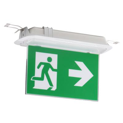 China Ceiling Recessed LED Emergency Exit Sign Light 3.6V Ni-Cd Battery 6500K Cold White 3-Year Warranty for sale